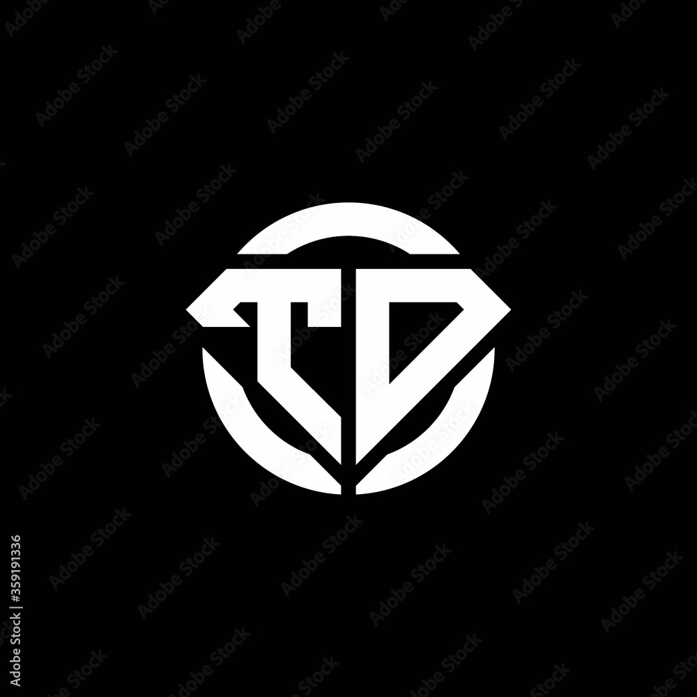 TD monogram logo with diamond shape and ring circle rounded Stock ...