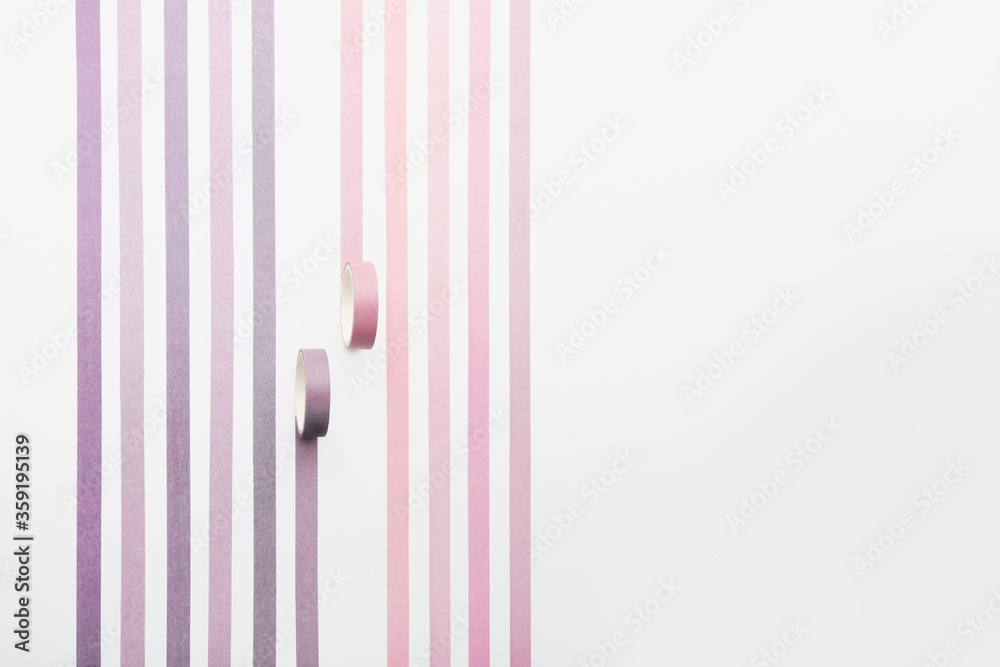 Two adhesive tape rolls and parallel strips on white background Stock ...