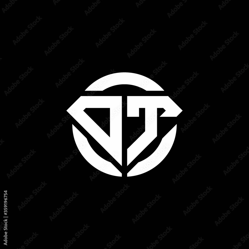 DT monogram logo with diamond shape and ring circle rounded Stock ...