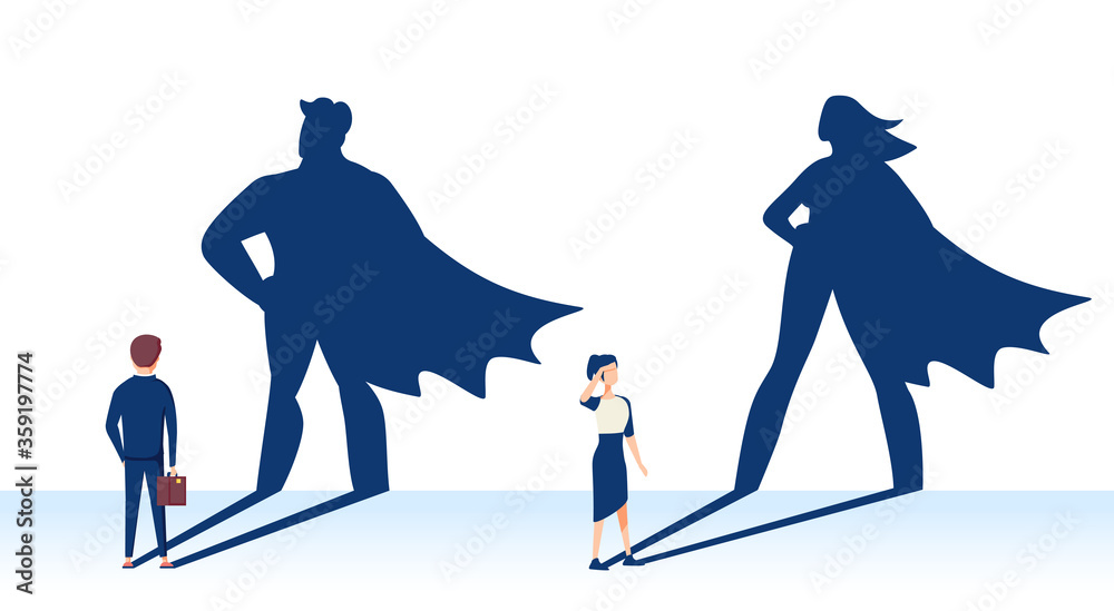 Business People with Winner Shadow. Male and Female Characters with ...