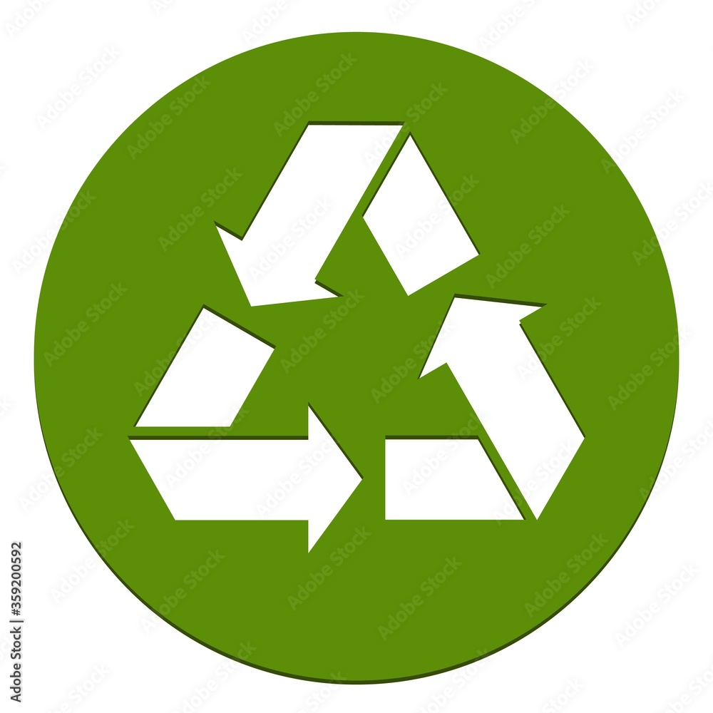 ภาพประกอบสต็อก Recycle logo flat cut in a circle stylized green paper ...