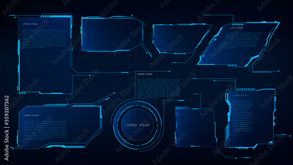 Hud tech title frame, interface. Virtual futuristic callouts grid ...
