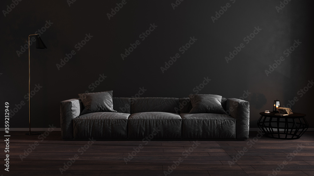 Black Sofa With Studs | Baci Living Room