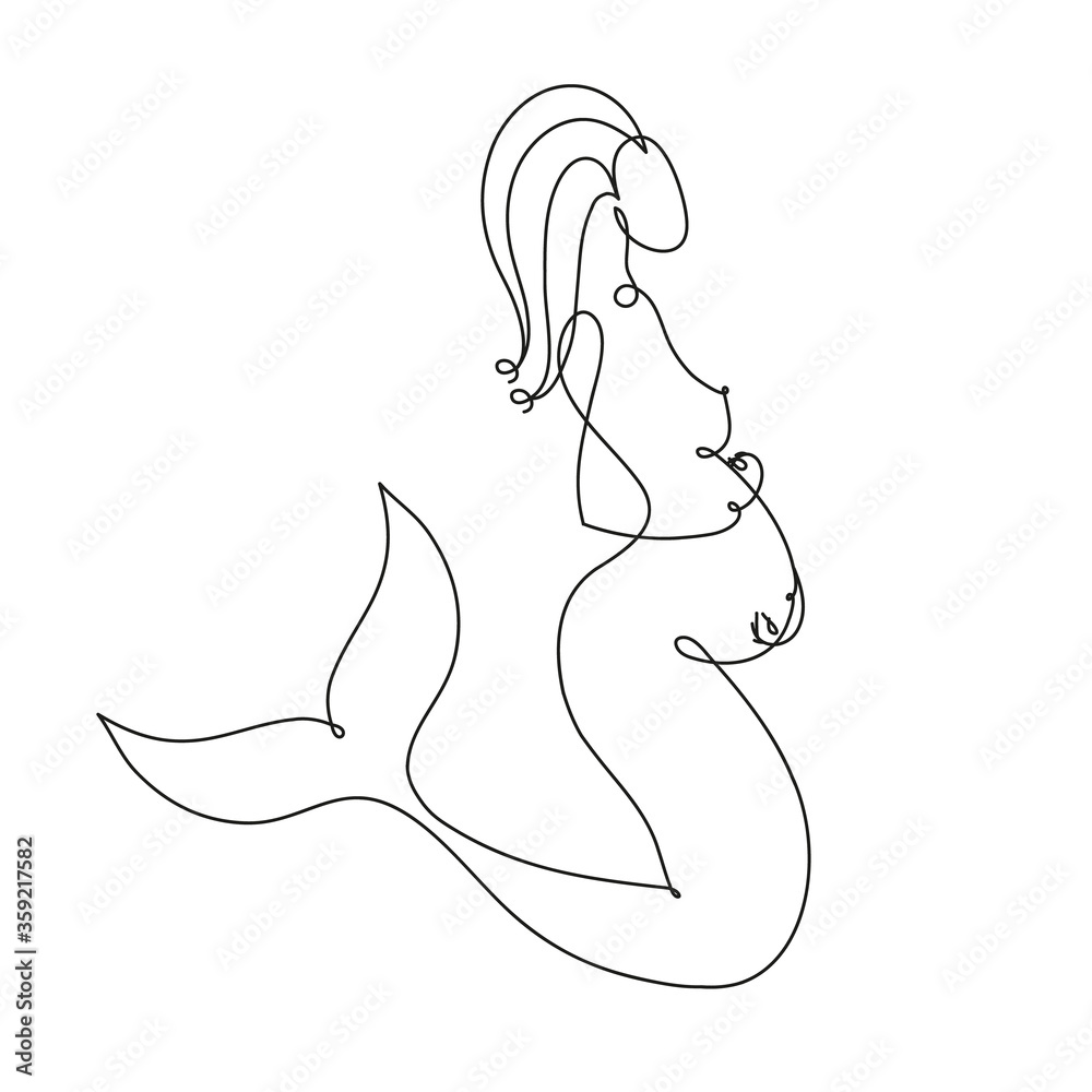 Pregnant mermaid. Pregnant mermaid fantasy woman vector silhouette one ...