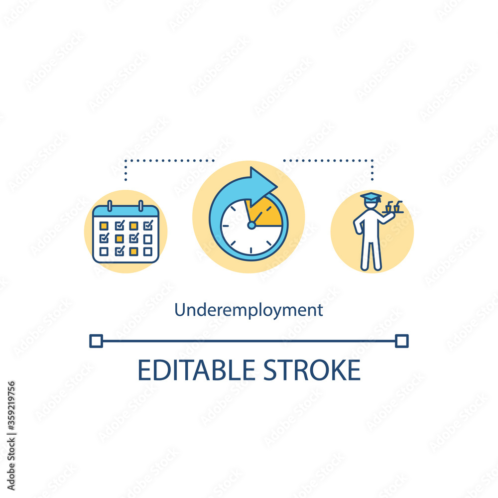 Underemployment concept icon. Underpayment for job position. Work ...