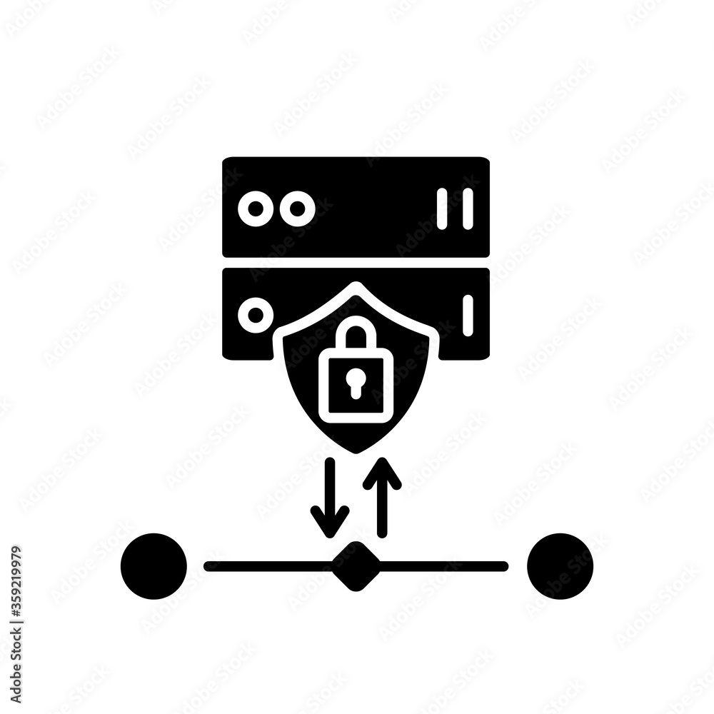 SSl encryption black glyph icon. Website safety, cybersecurity ...
