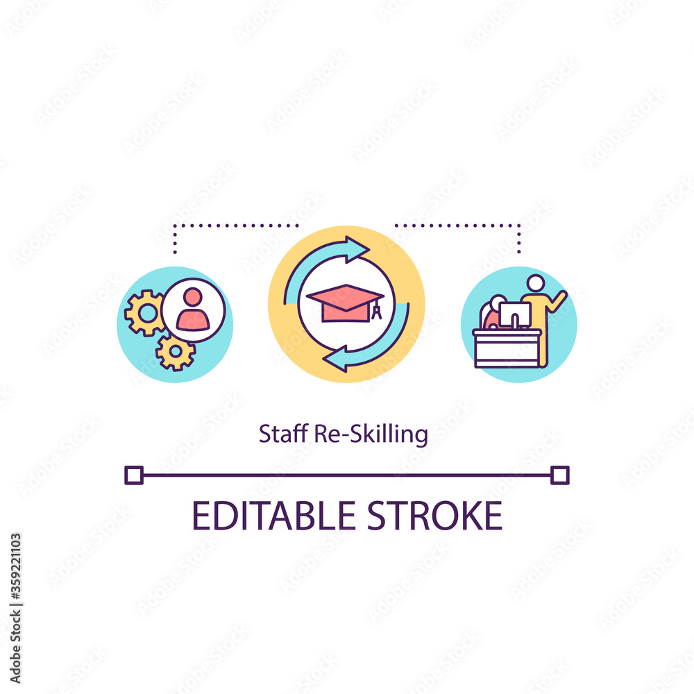 Staff re skilling concept icon. Business training for employee ...