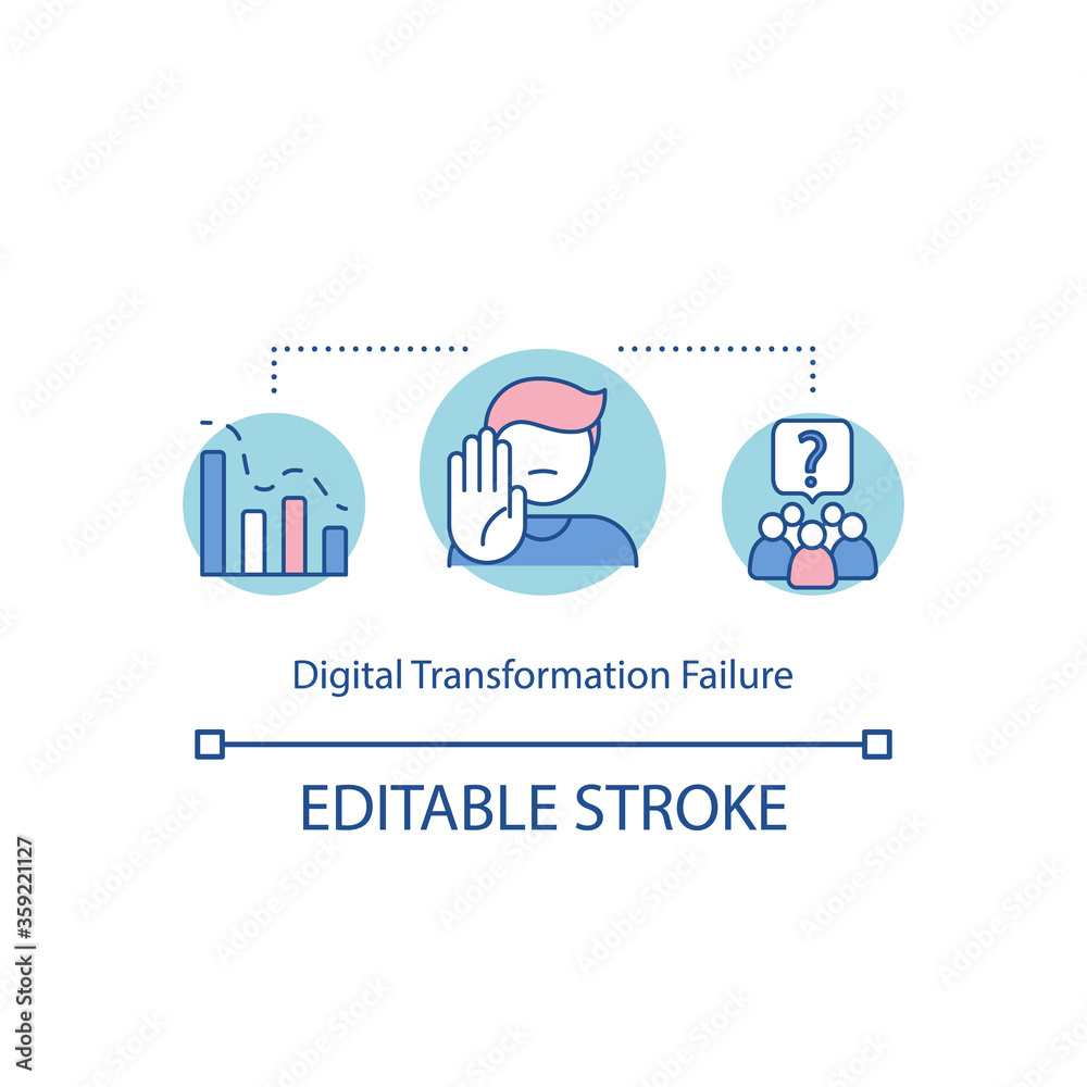 Digital transformation failure concept icon. Challenge to change ...