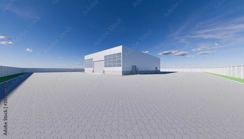 Warehouse or industry building exterior. Use as distribution center for ...
