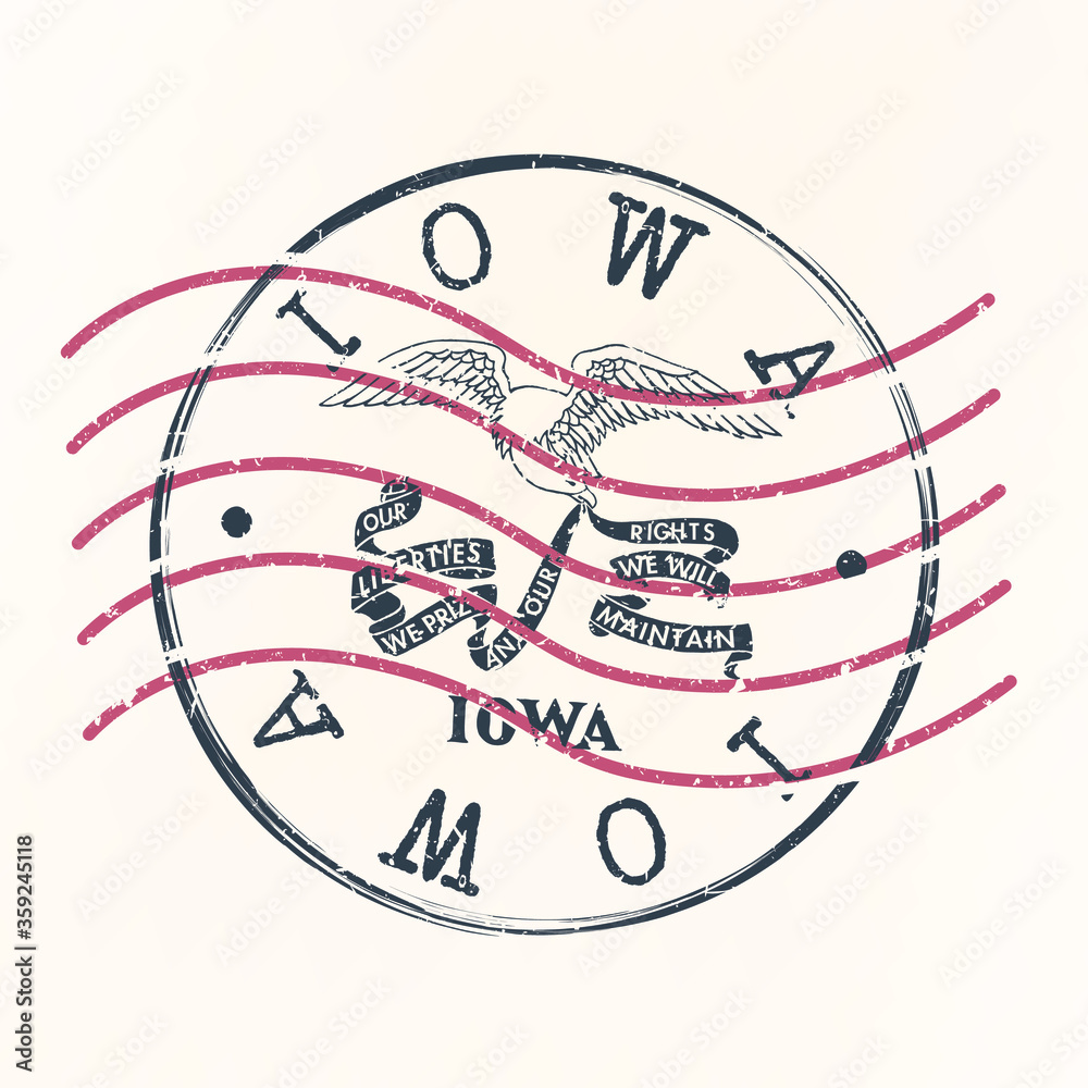 Iowa Stamp Postal. Silhouette Seal Passport Round Design. A Vector Icon ...