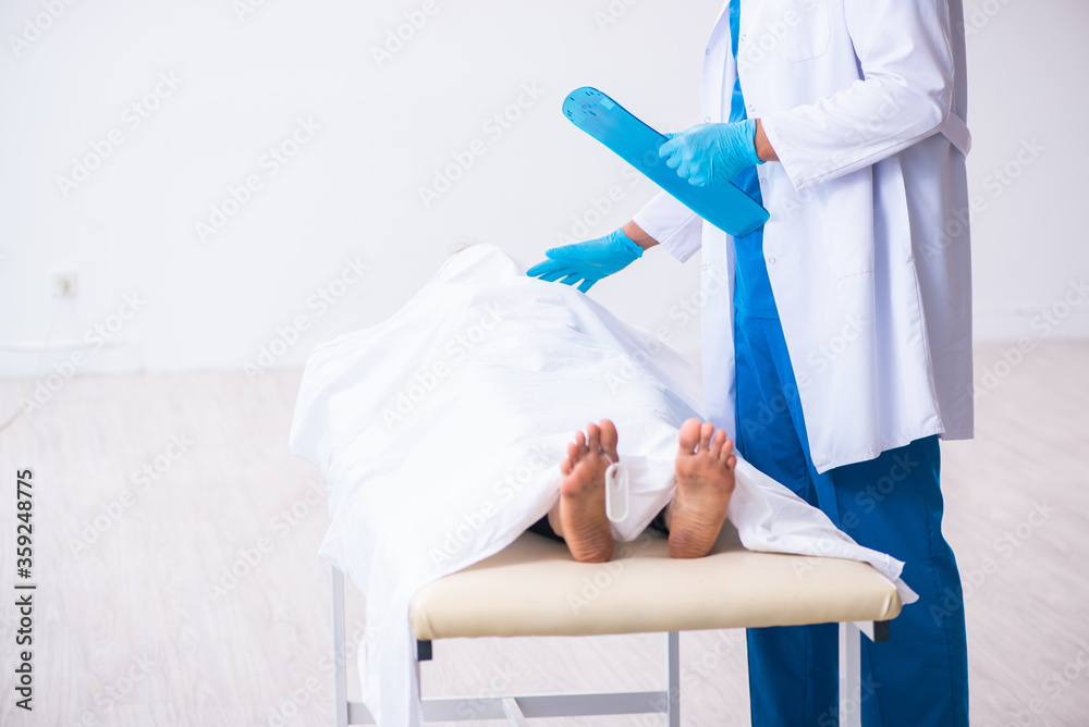 Police coroner examining dead body corpse in morgue Stock Photo | Adobe ...