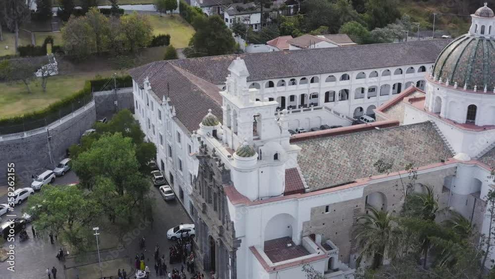 Church Of Guapulo Quito late in the evening in canyon tree Inca ...