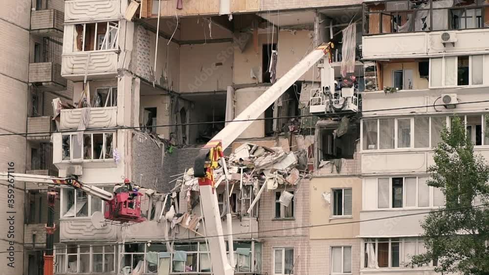 The explosion at home. House explosion as a result of a gas leak ...