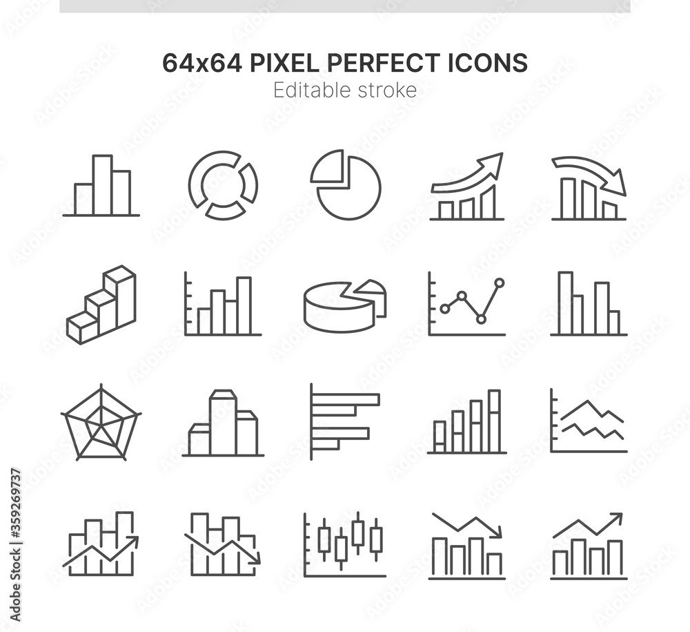 Simple Set of Icons Related to Graph. Contains such icons as Pie Chart ...
