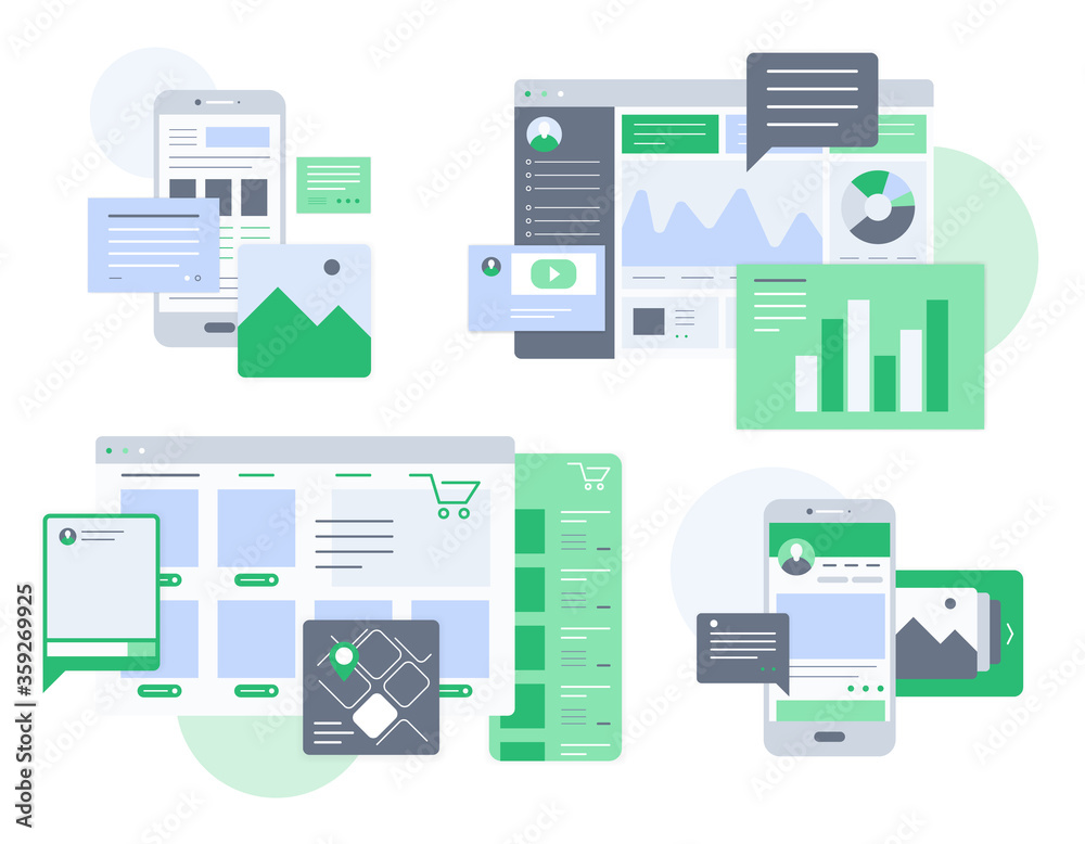 Simplified Abstract Application interface showing mobile desktop and ...