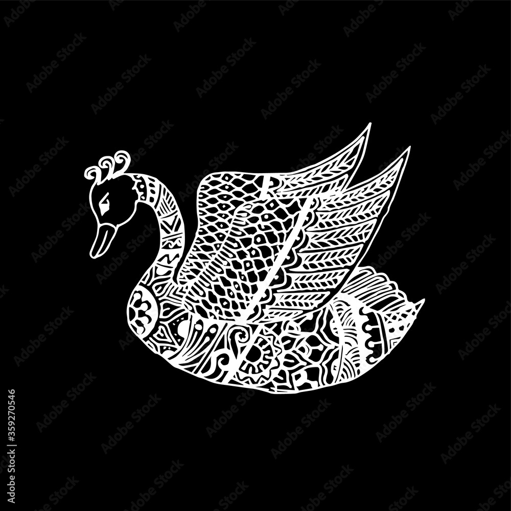 Zentangle stylized swan. Vector illustration for print and tattoo ...