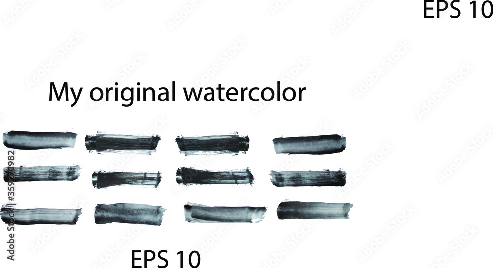 Watercolor brush strokes isolated on transparent background. Watercolor ...