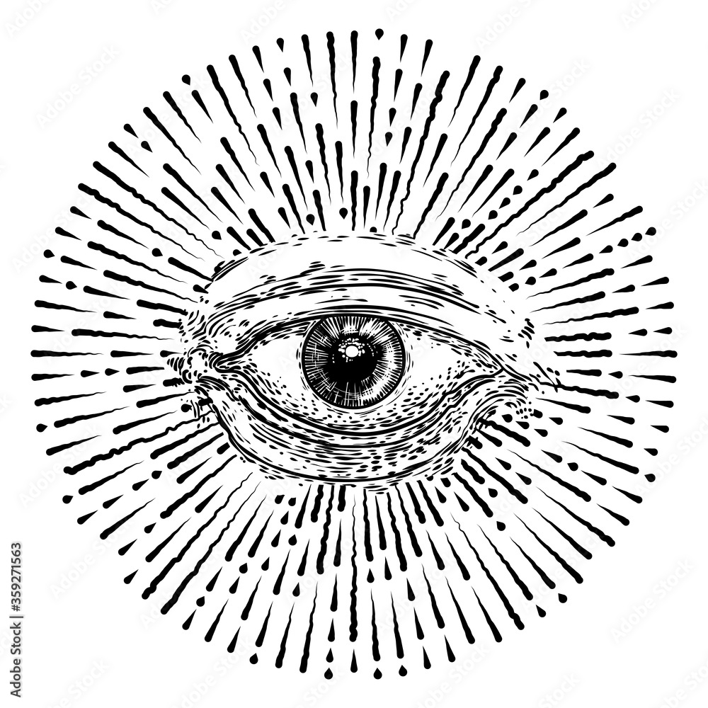 All seeing eye or Eye of Providence on decorative background sacred ...
