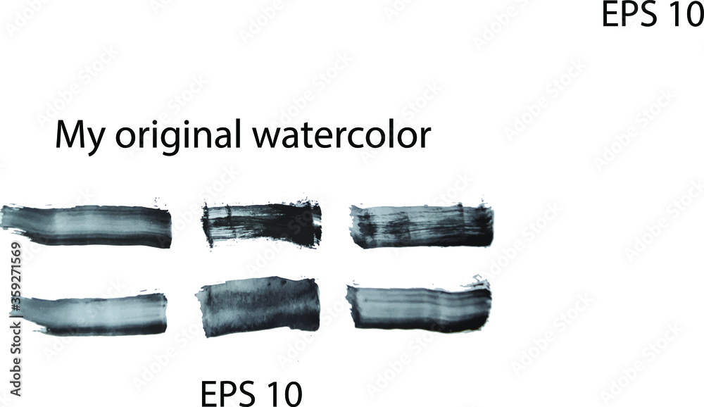 Watercolor brush strokes isolated on transparent background. Watercolor ...
