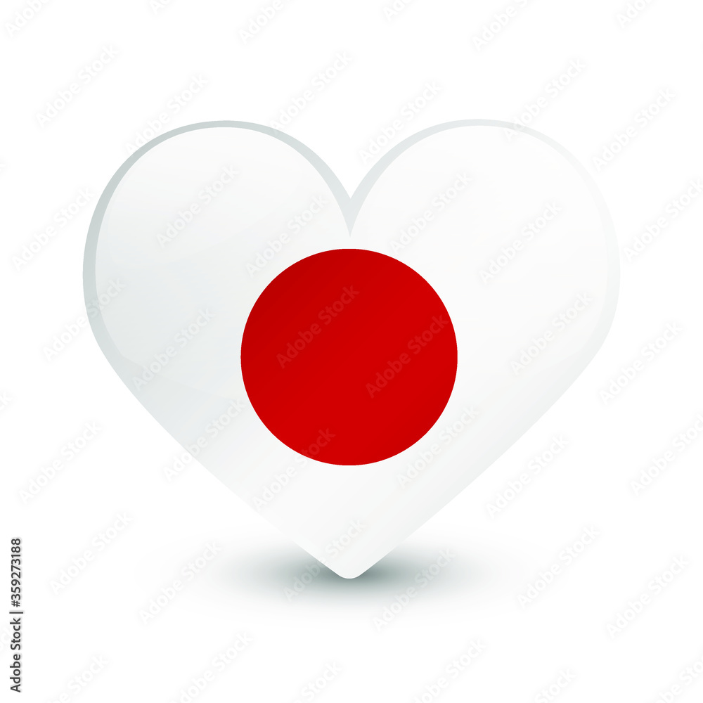 Japan Flag Heart Love Emoji Icon Object Symbol Gradient Vector Art ...