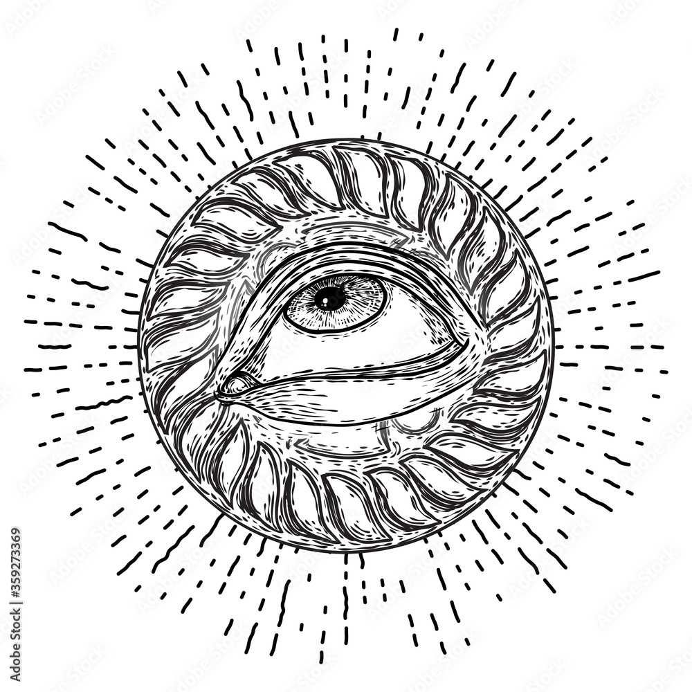 Various drawing of the all seeing eye in different direction and ...