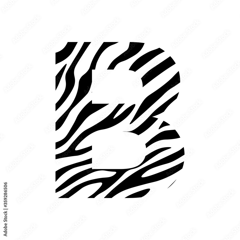Zebra Letter B Logo Design with Black and White Stripes Vector ...