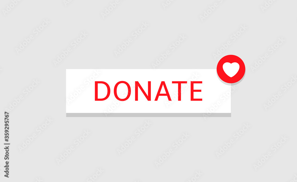 Voluntary and donation concept. Donate button icon. White button with ...