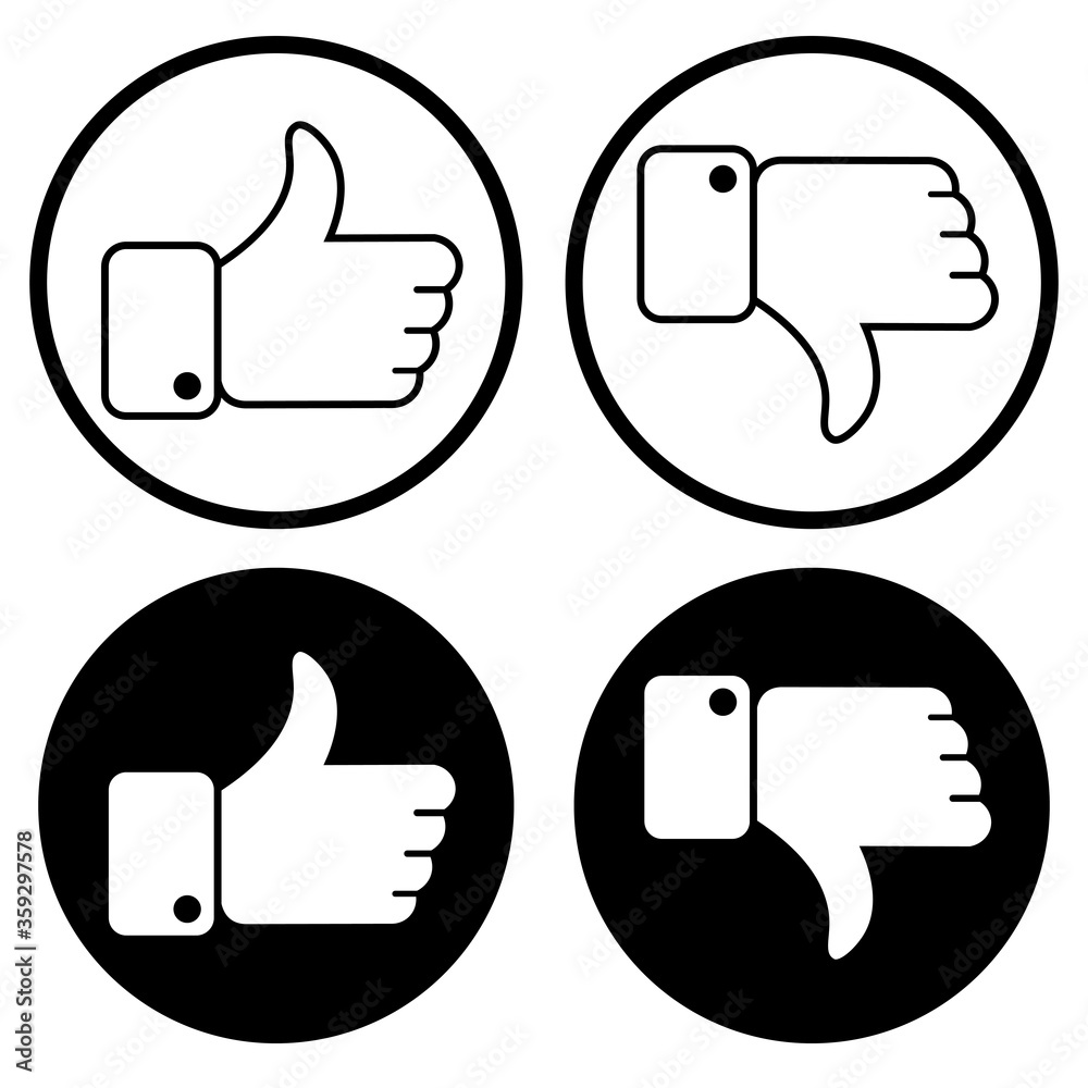 Thumbs Up Like Unlike Icon Positive Negative Symbol Social Feedback App ...