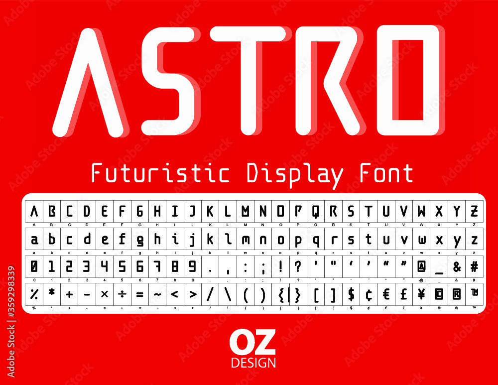 Astro Futuristic Display Font Stock Vector | Adobe Stock