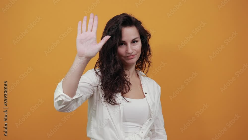 Palm arm raised air angry look straight you will not pass through ...