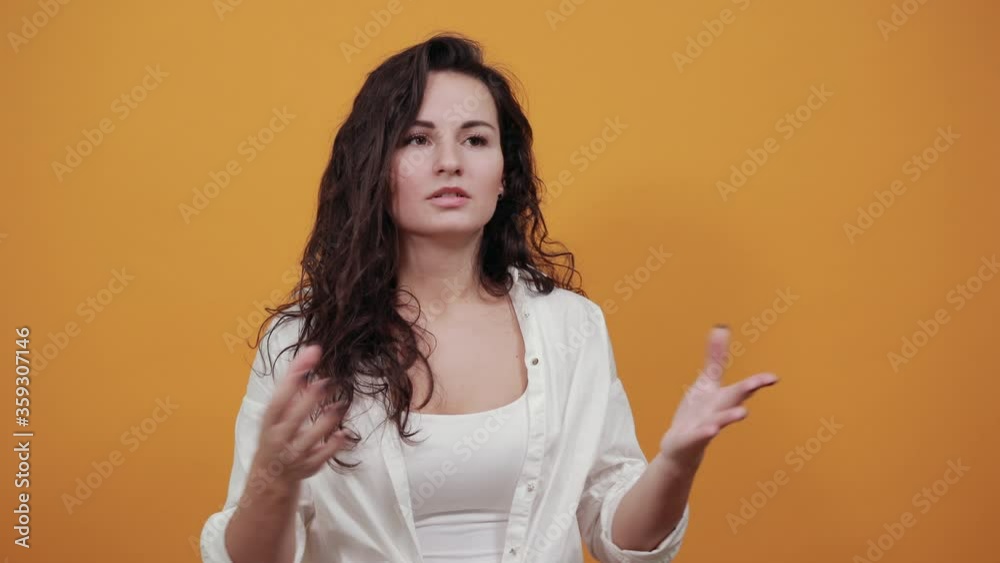 Hands around throat, screaming, panicking in trouble as chokes on food ...