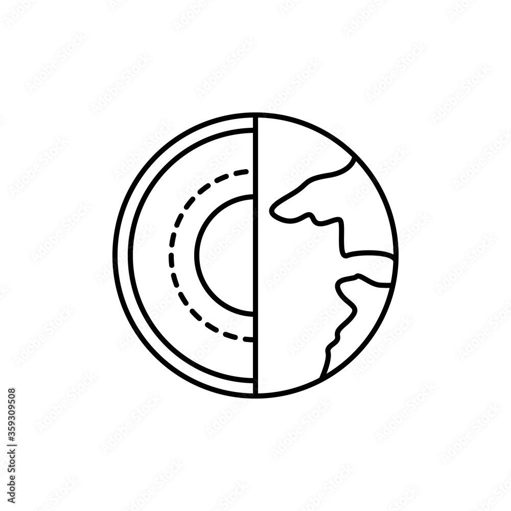 earth, core concept line icon. Simple element illustration. earth, core ...