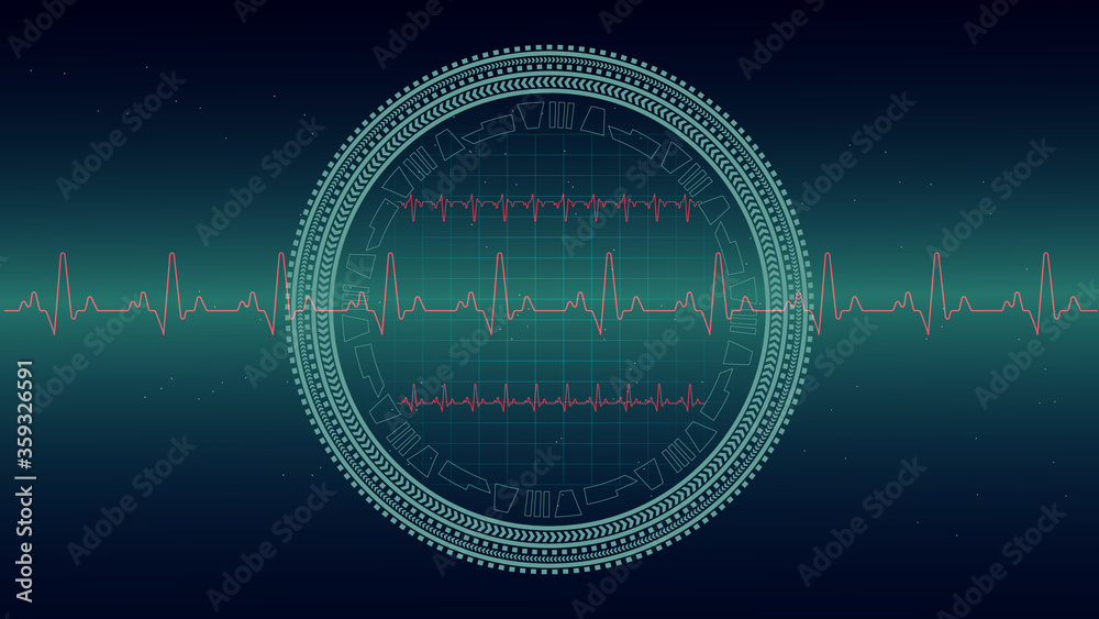 Heart pulse or ekg in monitor for UI Hi-tec interface blue digital ...
