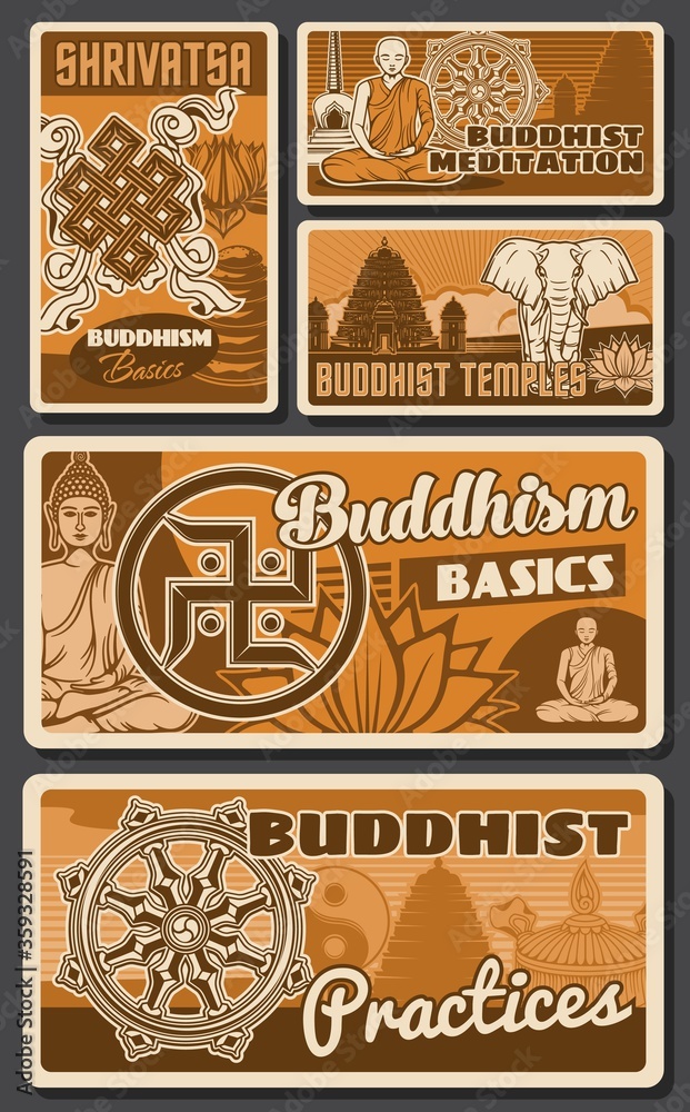 Buddhism poster, Buddhist religion, zen yoga meditation and Buddha ...
