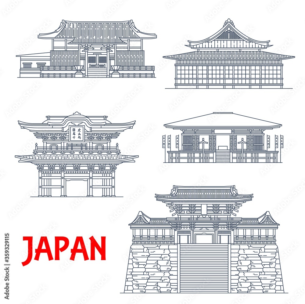 Japan temples, Japanese pagoda buildings, architecture landmarks and ...