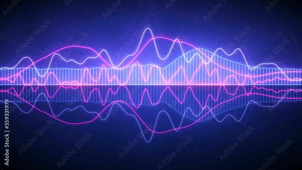 Neon sound waves. 3D render VJ loop animation Stock Video | Adobe Stock