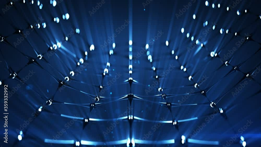 Futuristic network structure. Science fiction or modern technology concept. Seamless loop 3D ...