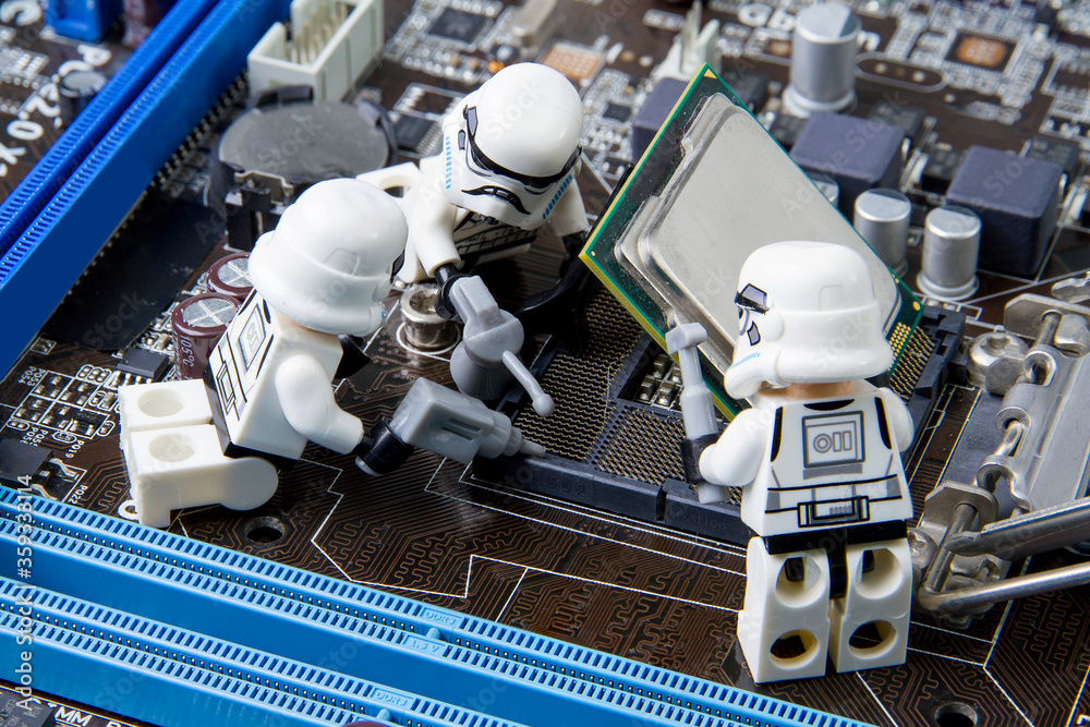 Nonthabure, Thailand - May, 05, 2016: Lego star wars repairing computer ...