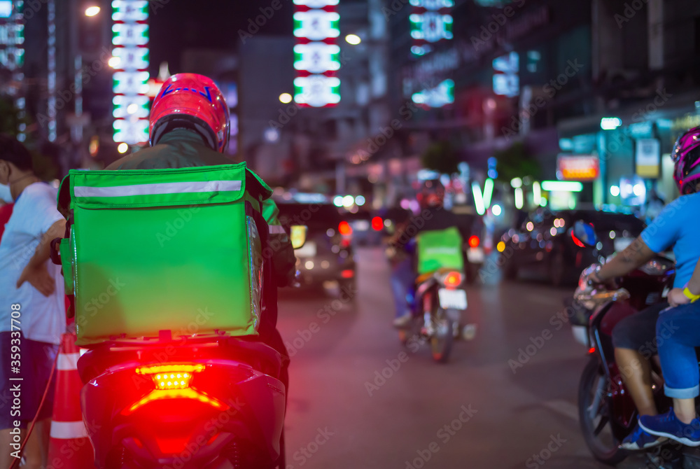 Food delivery drivers are driving to deliver products to customers who ...