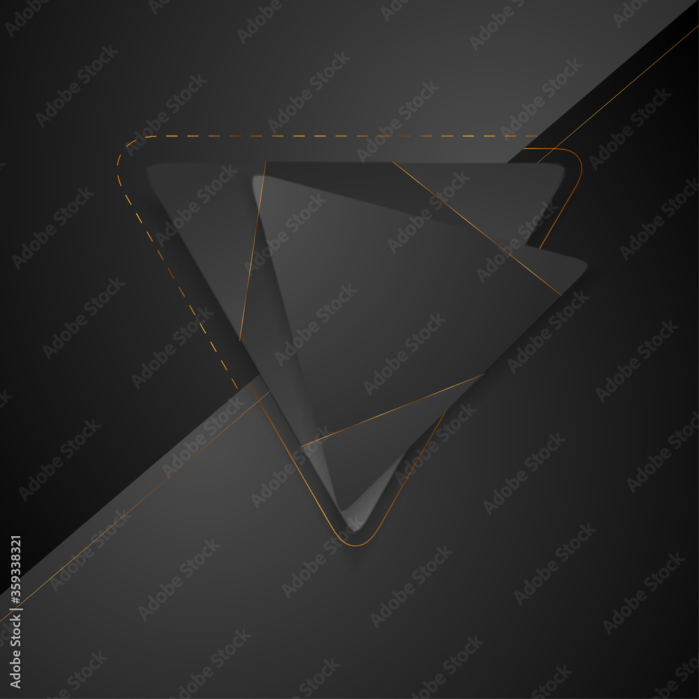 Abstract black triangle logo emblem design with bronze outlines. Vector ...