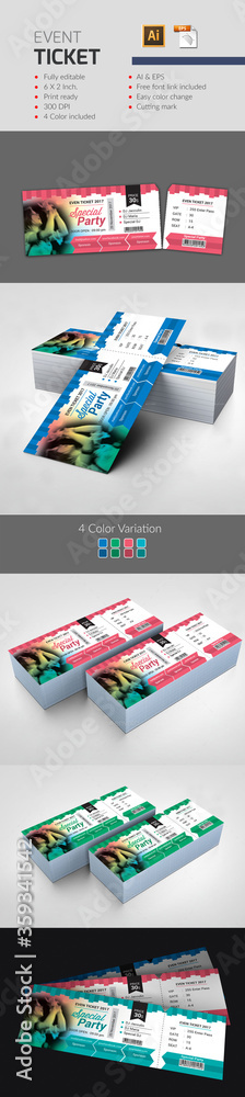Set of concert tickets template. Concert, party, disco or festival ...