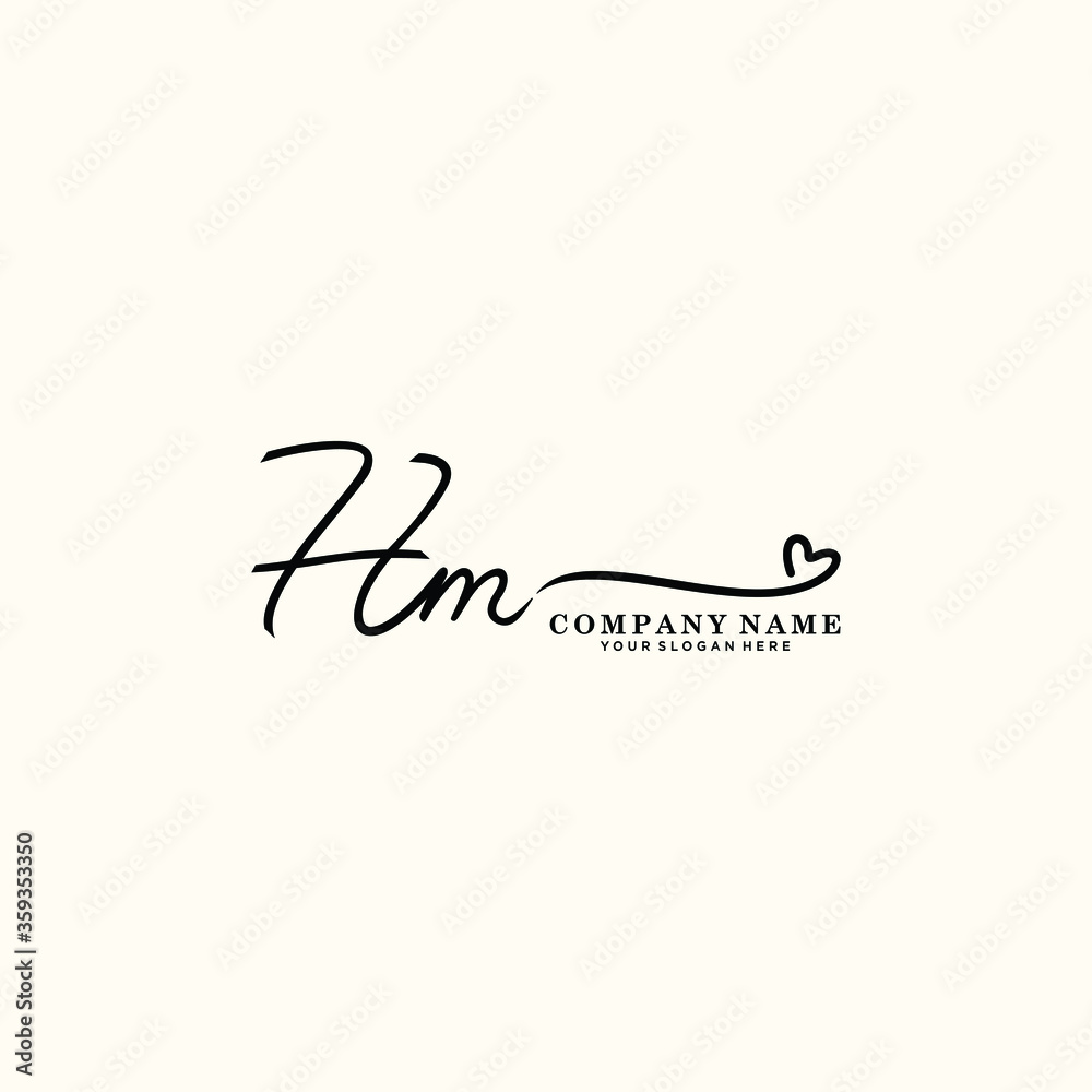 HM initials signature logo. Handwriting logo vector templates. Hand ...