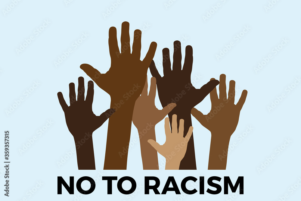 No to racism. Stop to racism and discrimination. Hands of different ...