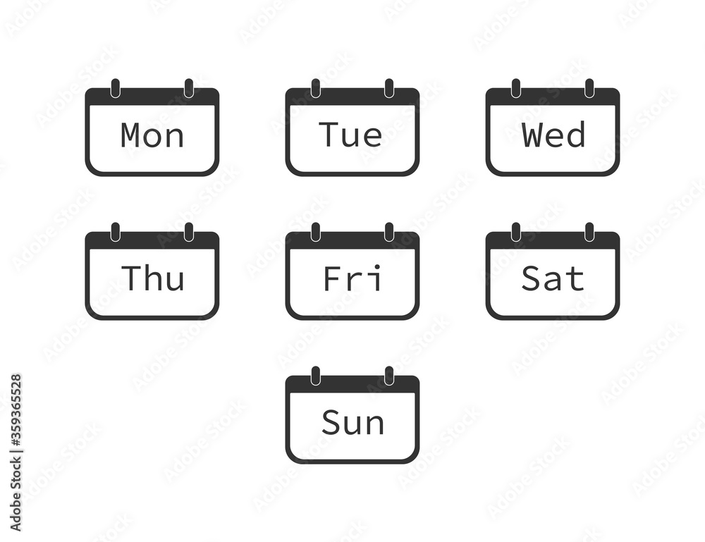 Days of week. Diary planner with from sunday to saturday. Schedule ...
