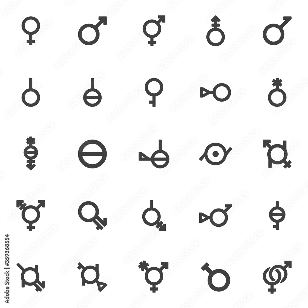 Gender Vector Icons Set Modern Solid Symbol Collection Sexual