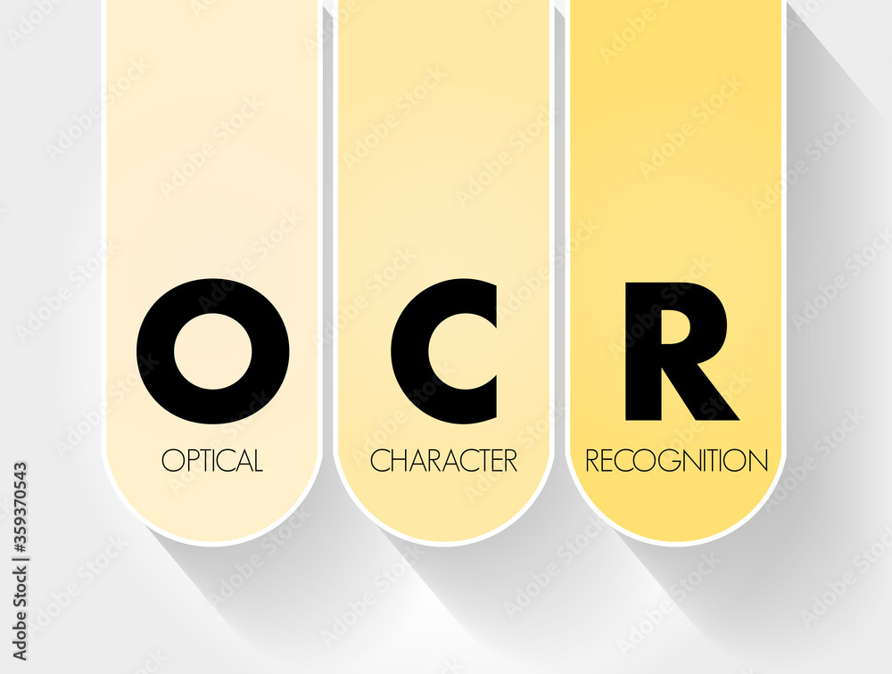 OCR - Optical Character Recognition acronym, technology concept ...