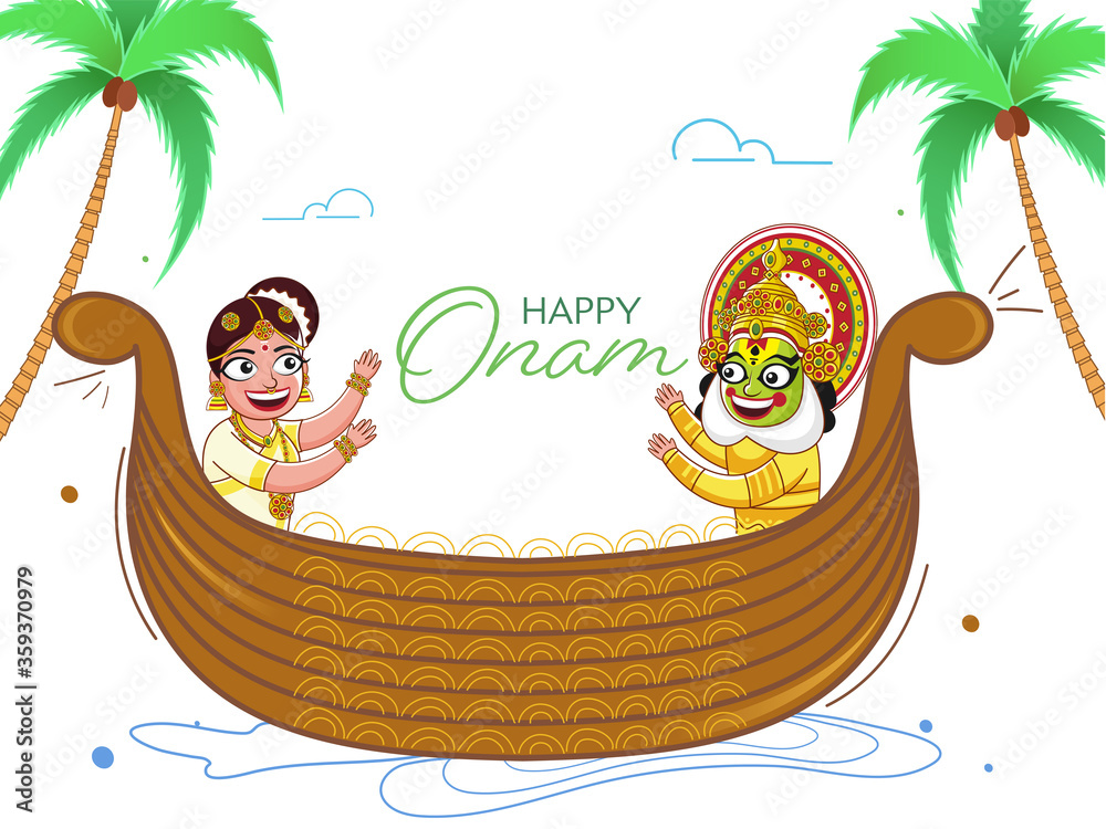 Happy Onam Celebration Concept, Cheerful Kathakali Dancer with South ...