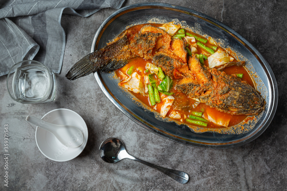 Tom Yum Snakehead fish hot pot Thai food. Stock Photo | Adobe Stock