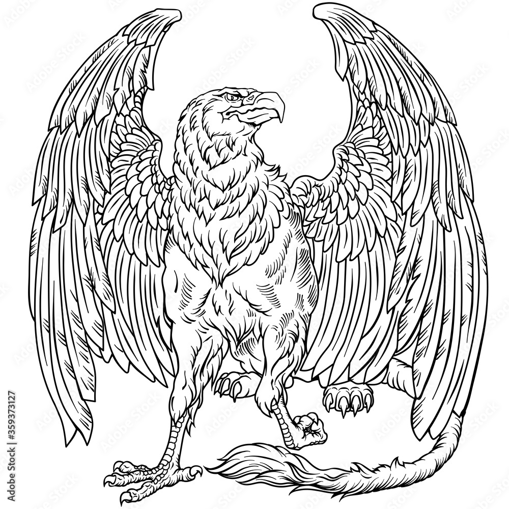 Griffin, griffon, or gryphon. A mythical beast having the body of a ...