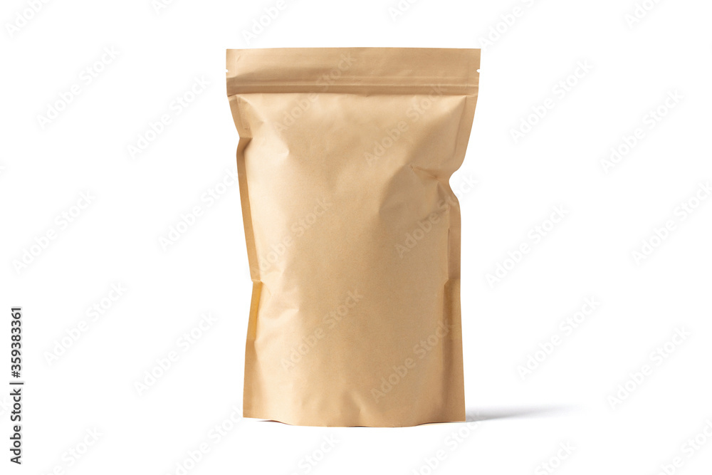 Standing Empty design Pouch Bag Mockup on white isolated with clipping ...